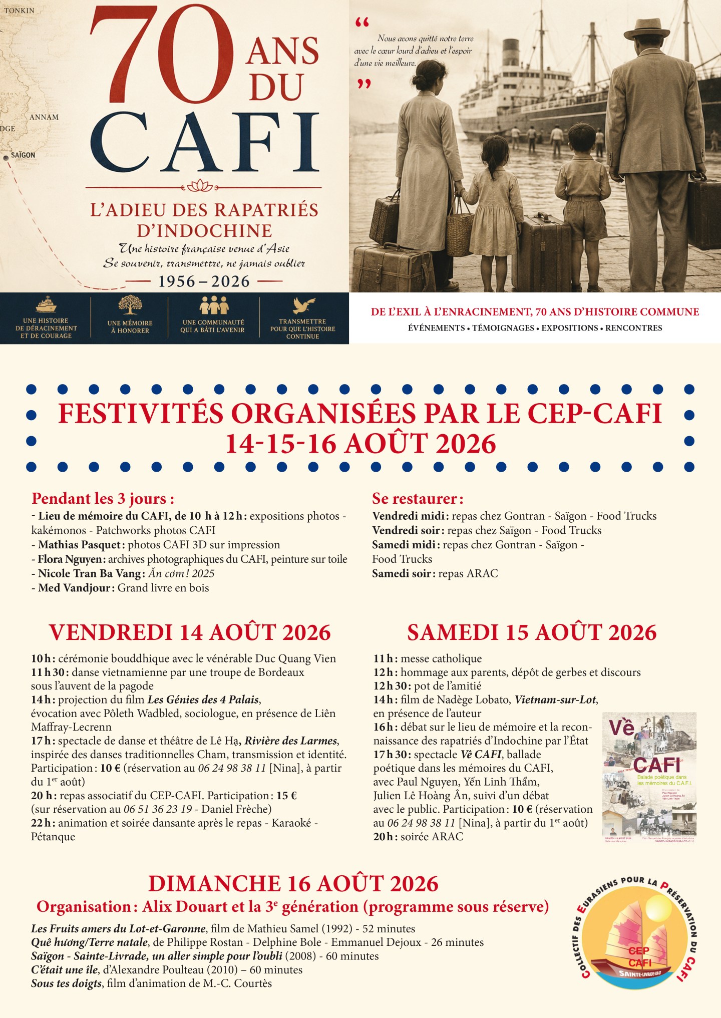 70 ans du CAFI. Festivités organisées par le CEP-CAFI | Que reste-t-il ...